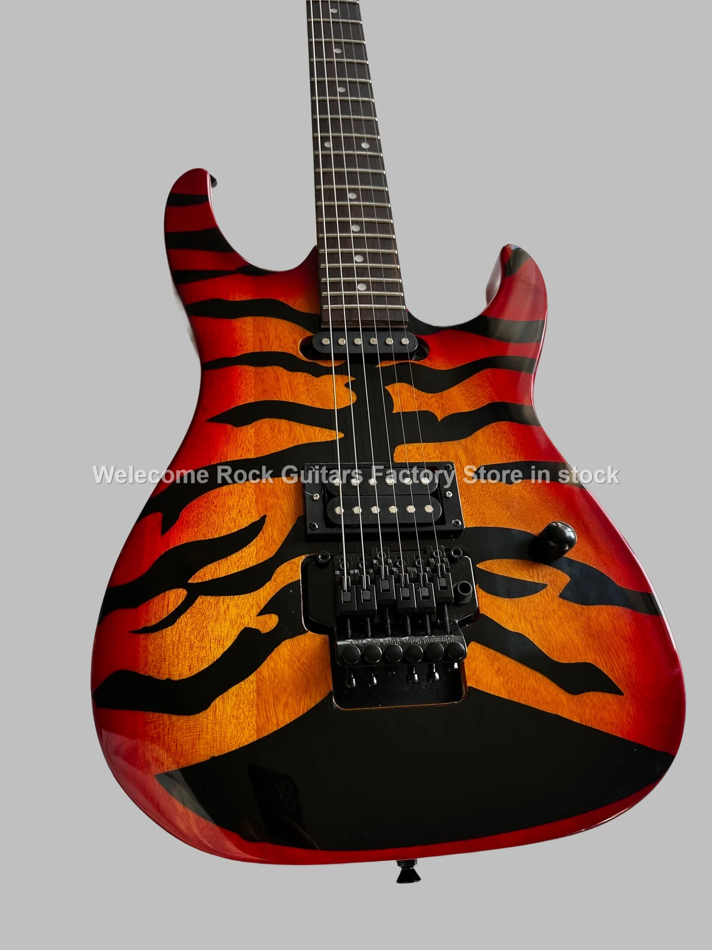 Dark Dot-Inlay Fretboard Electric: Double-Cutaway, Tiger Stripe (Red ...