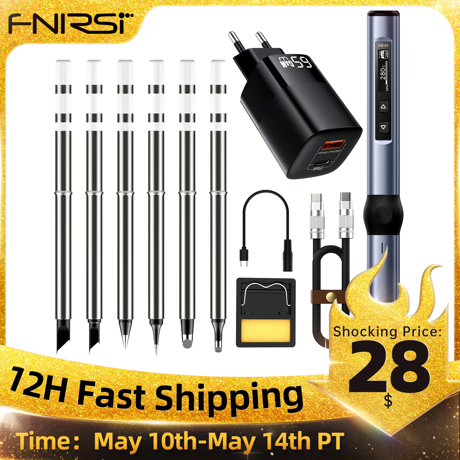 FNIRSI HS-01 Smart Soldering Station 65W 96W Electric Soldering Iron ...