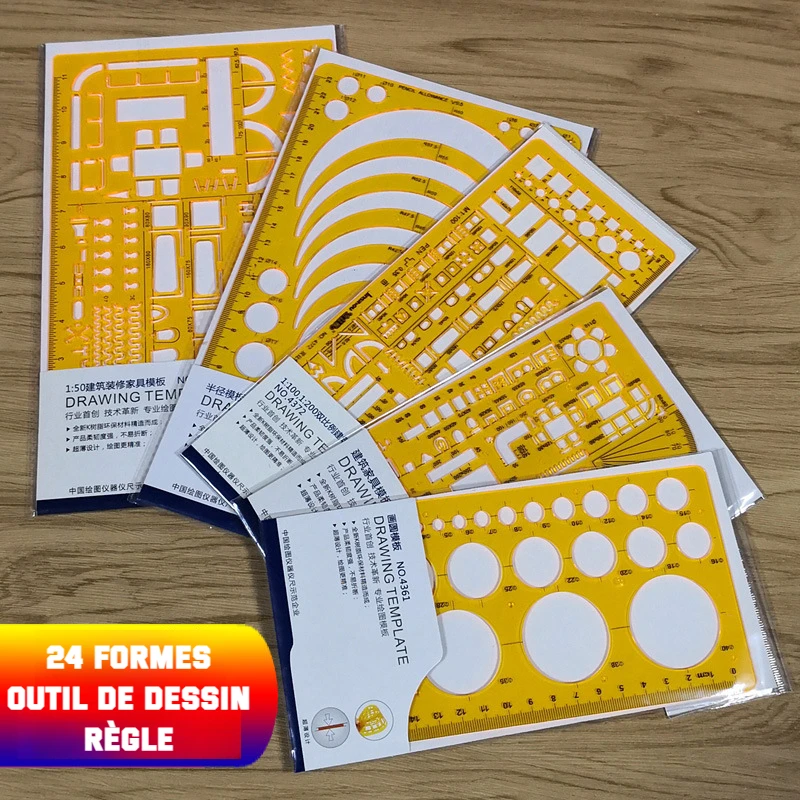 Template Measuring Ruler Circular Oval Ruler Durable K Resin Drawing ...