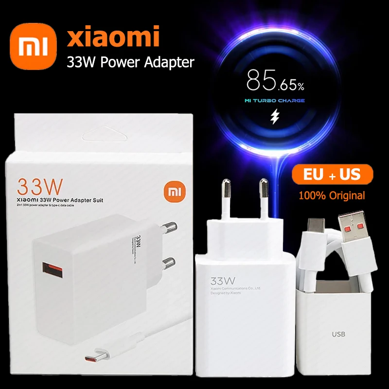 Xiaomi-Fast-Charger-33W-Mi-Turbo-Charge-Original-USBC-Cable-EU-US-Power ...