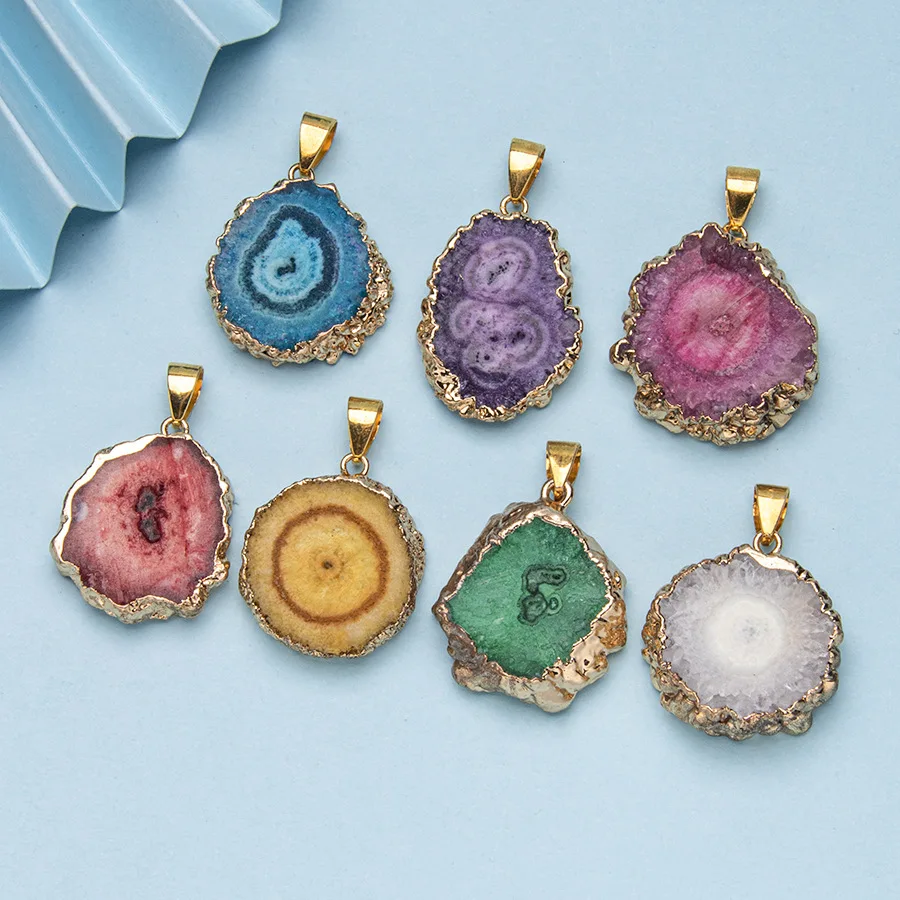 EG41-Trendy-Natural-Druzy-Agates-Stone-Charms-Connector-Pendant ...