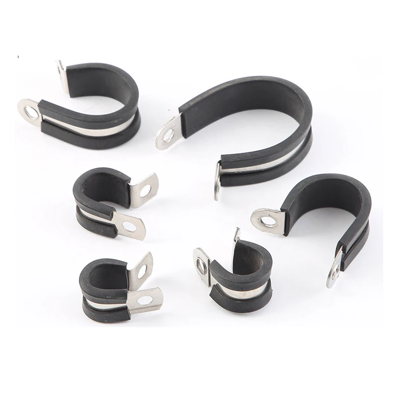 5PCS Stainless Steel Rubber Lined P Clips R-type Pipe Clamp Cable ...