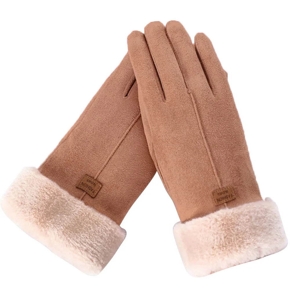 Gants d'hiver pour femmes écran tactile dame daim chaud en peluche à l ...