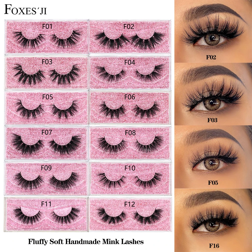 FOXESJI-Mink-Lashes-Fluffy-Dramatic-Wispy-False-Fake-Eyelashes-Cross ...
