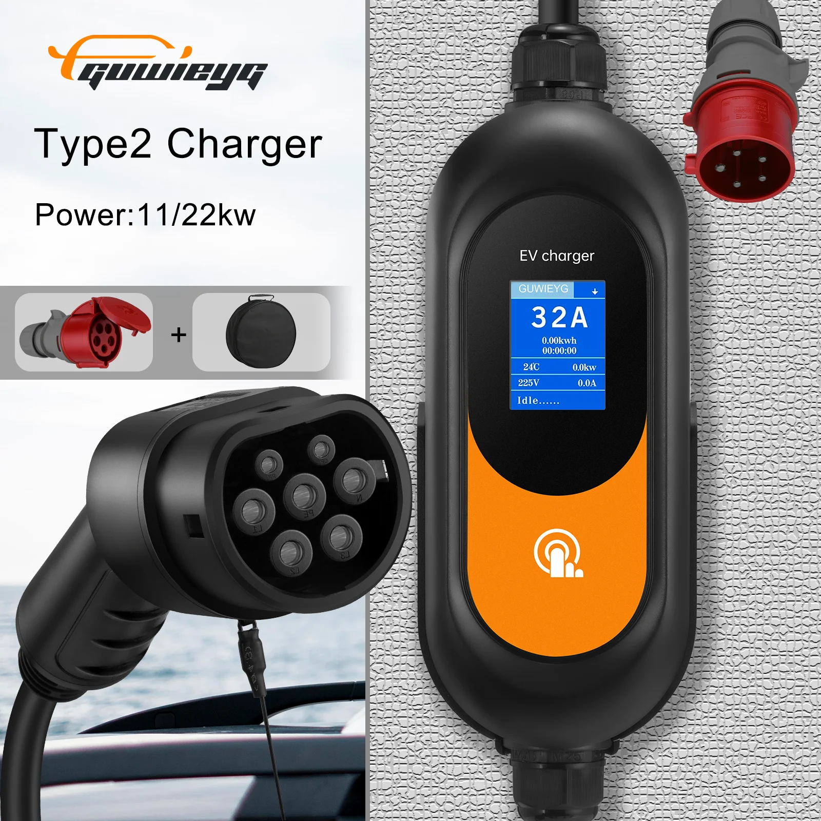 GUWIEYG-Portable-EV-Charger-Type2-IEC62196-EVSE-Charging-Cable-11KW ...