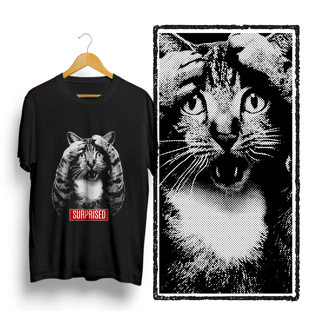 Coolmind U0102-T2 Cool Surprised Cat Print Men T Shirt Streetwear ...