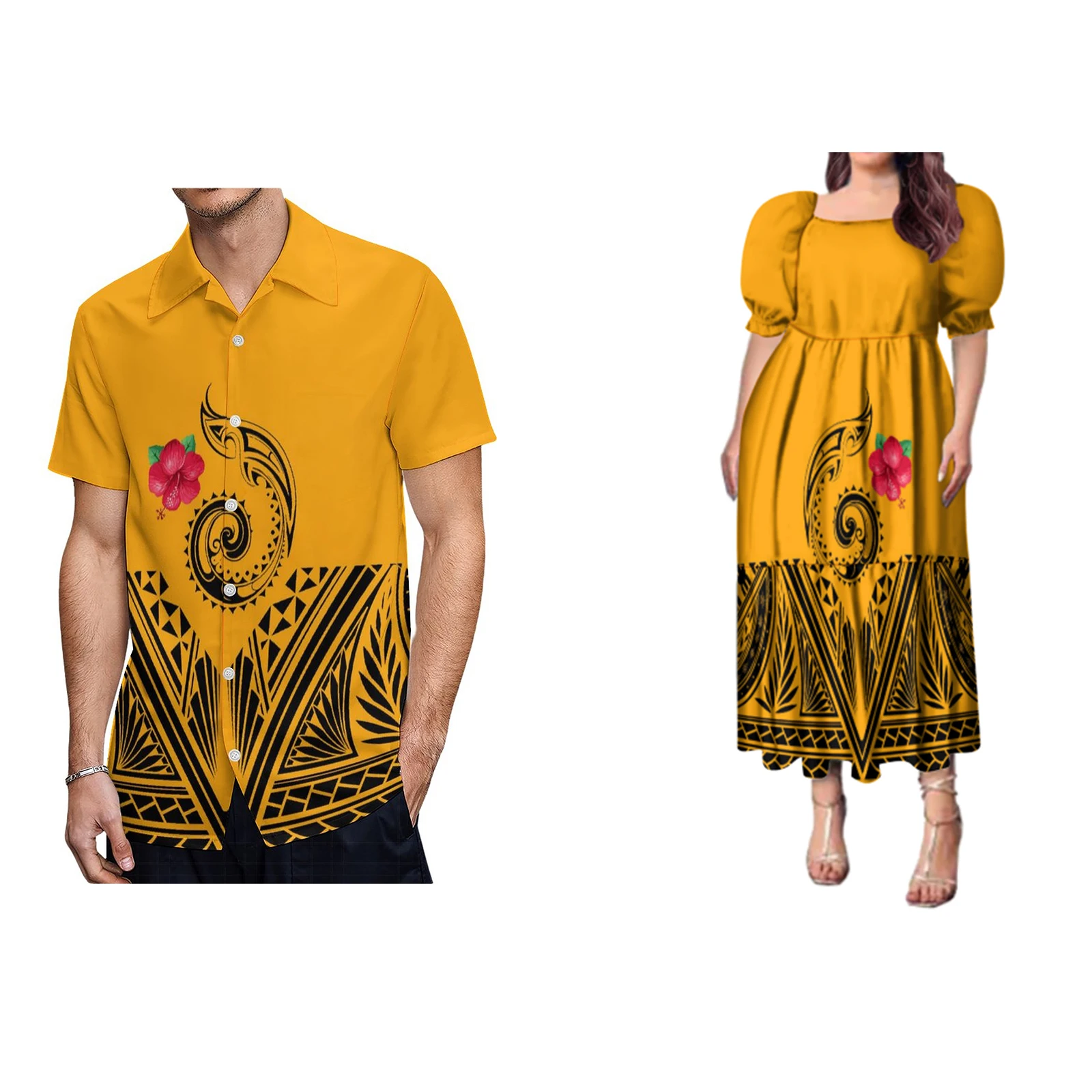 2022-New-Arrival-Pacific-Islands-Tapa-Print-Ruffle-Puff-Sleeve-Tiered ...