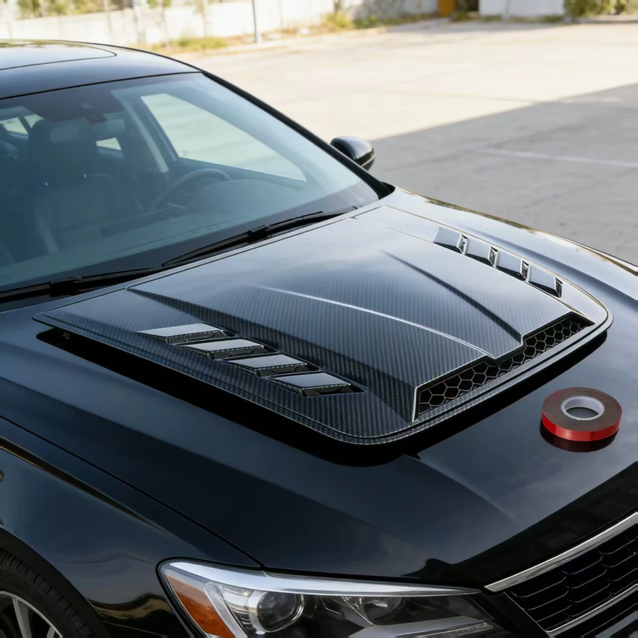 1pc Universal Black ABS Plastic Car Hood Vent Cover With Simulated ...