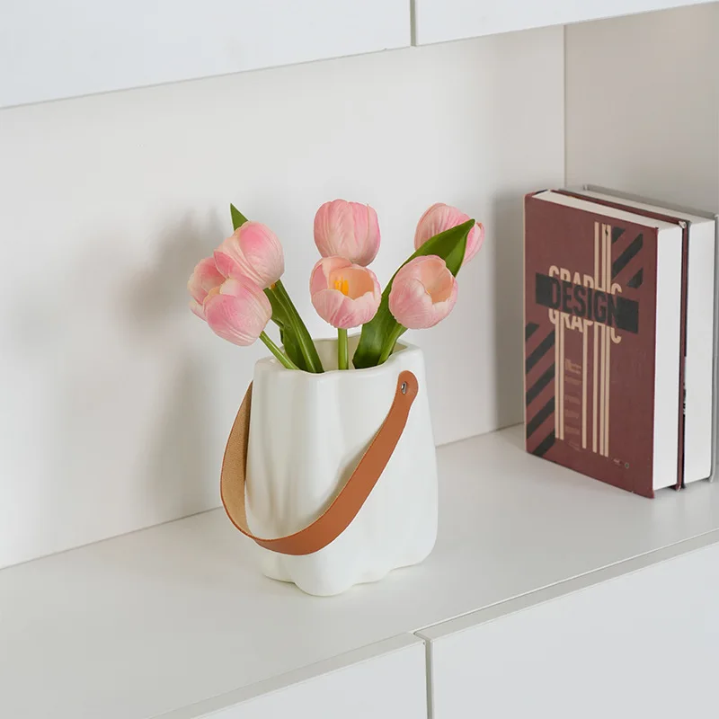 Nordic Hanging Vase with Handle - Plastic Decorative Planter for Dry ...