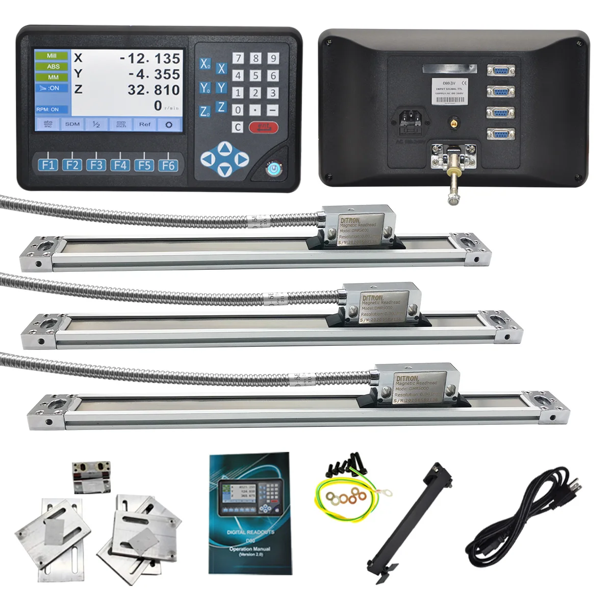 Ditron Ip67 Magnetic Encoder Scale Dro 3 Axis Dro Lcd D80-3v Model ...