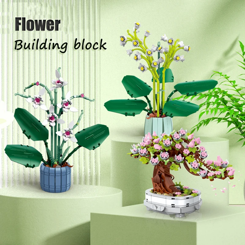 Potted-Cherry-Blossom-Building-Blocks-Green-Plant-Lily-of-The-Valley ...