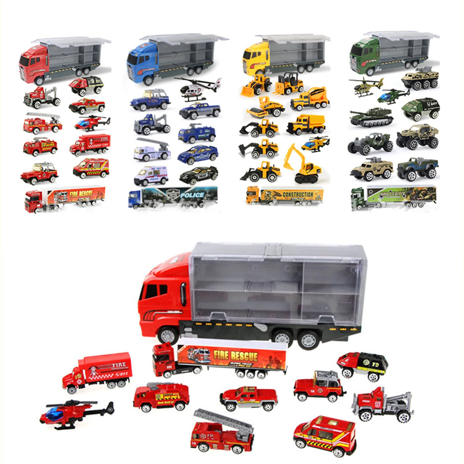 Big-Transport-Car-Toys-Container-Carrier-Truck-Vehicles-11PCS-Mini ...