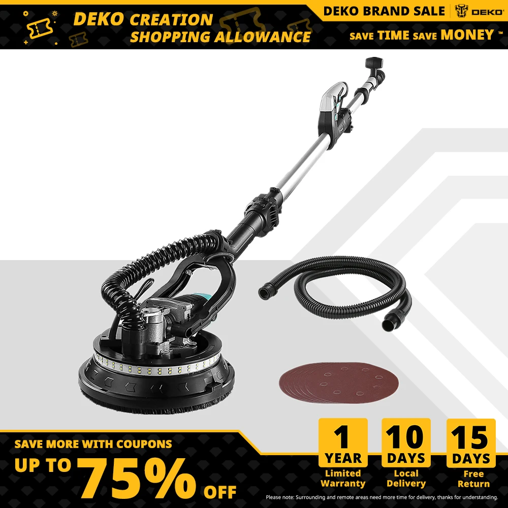 DEKO-DKWP180CDG-750W-Foldable-Retractable-Drywall-Sander-Machine-with ...