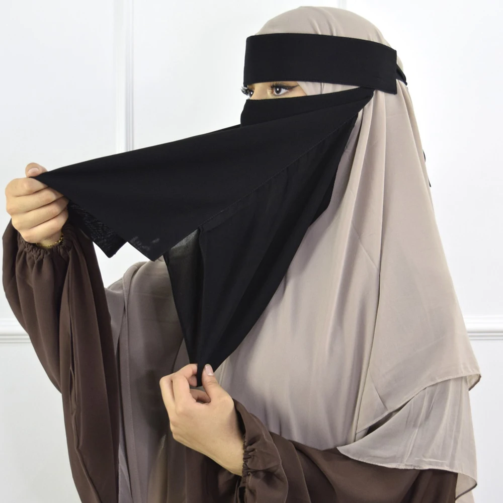 Premium Chiffon Niqab for Eating Women Muslim Face Cover Veil Hijab ...