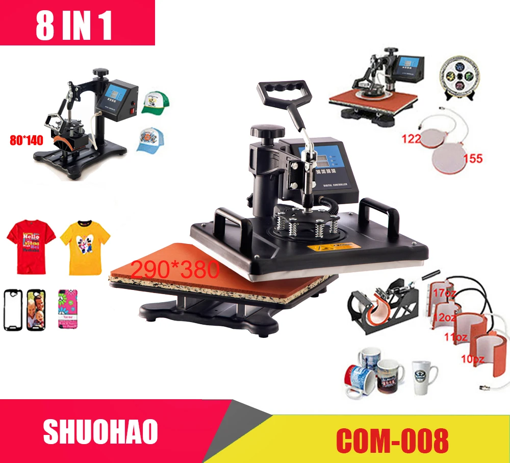 Cheap 30*38CM 8 in 1 Combo Heat press Machine Sublimation Printer 2D ...