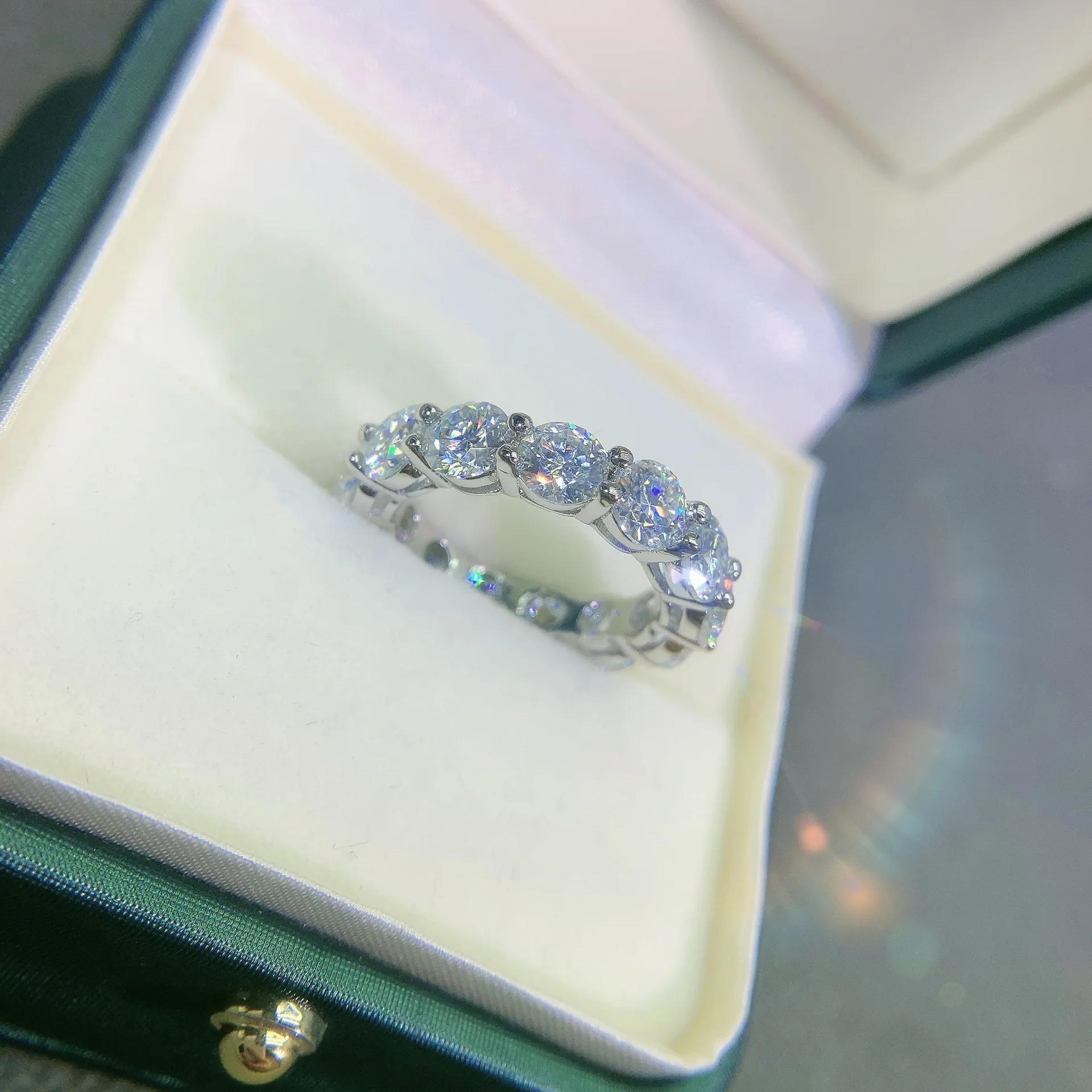 Single-Moissanite-5mm-6-7carats-full-diamond-ring-sterling-silver-S925-stacked-ring-men-and ...