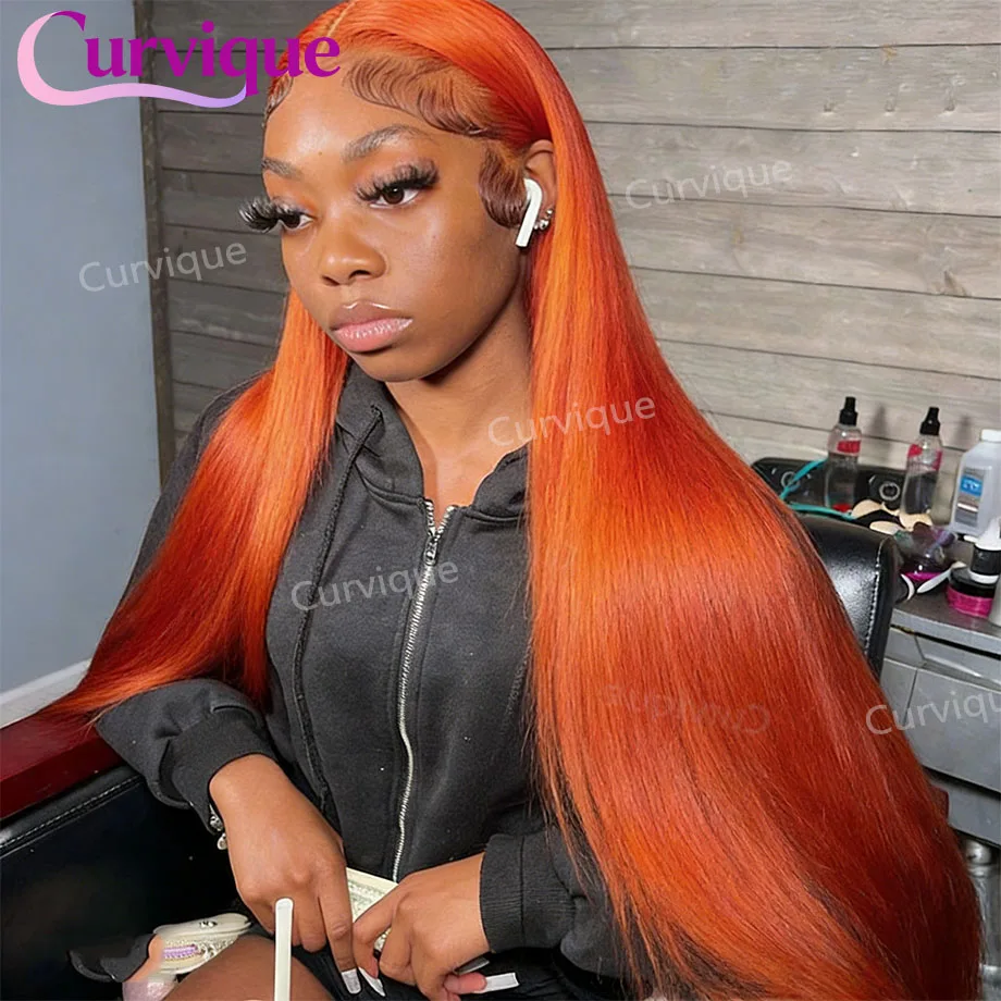 Orange Ginger Lace Front Wig Bone Straight Hd Lace Wig 13x6 Human Hair ...