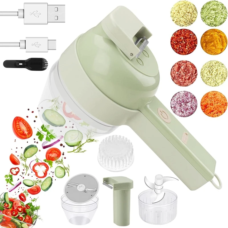 4-In-1-Electric-Vegetable-Chopper-Set-Multifunction-Handheld-Garlic ...