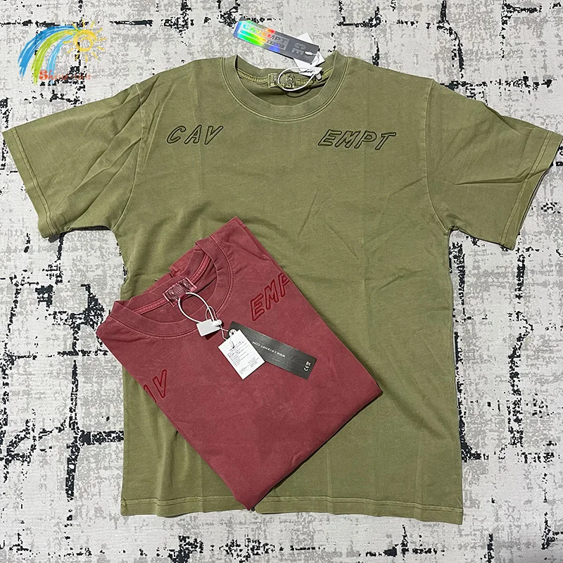 23SS-Vintage-Washed-Old-Embroidery-Logo-CAVEMPT-T-Shirt-Men-Women ...