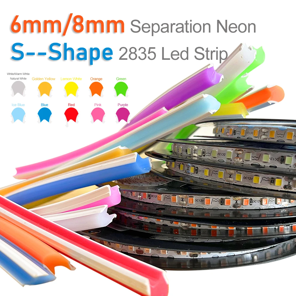 2835SMD-120Leds-S-shape-Led-Strip-6mm-8mm-Separation-Neon-Flexible ...