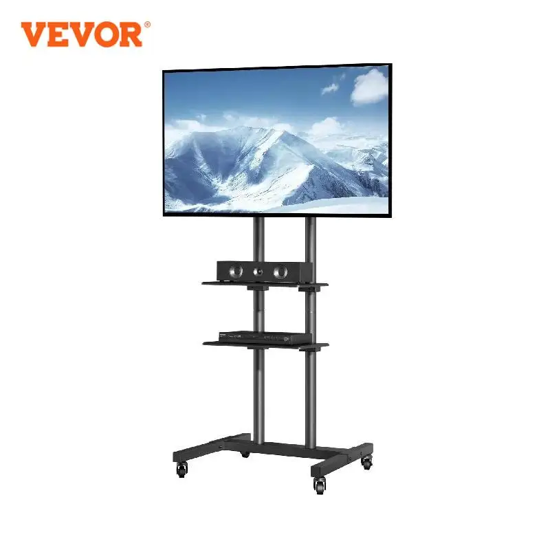 VEVOR-Mobile-TV-Stand-Height-Adjustable-TV-Stand-with-Wheels-Double ...