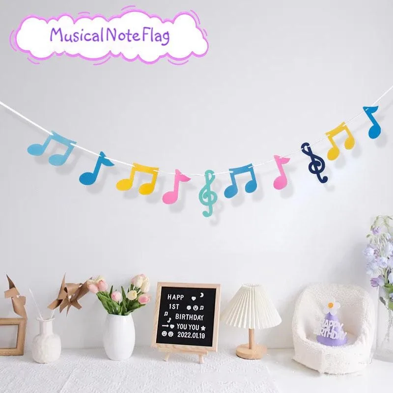 INS Fashion Colorful Felt Musical Note Hanging Banner, Music Festival ...