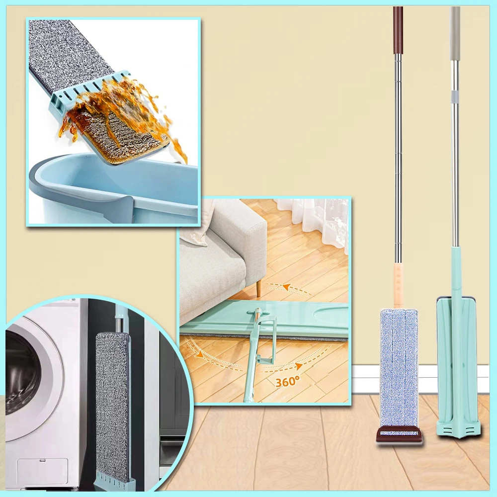 Magic Squeeze Mop Floor Cleaning Tool Hand Free Washing Easy Store ...