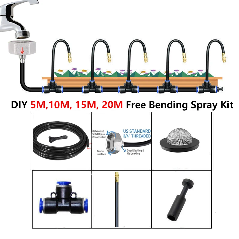 DIY5-20M-Free-Bending-Misting-Kit-for-Lawn-Garden-Irrigation-Universal ...