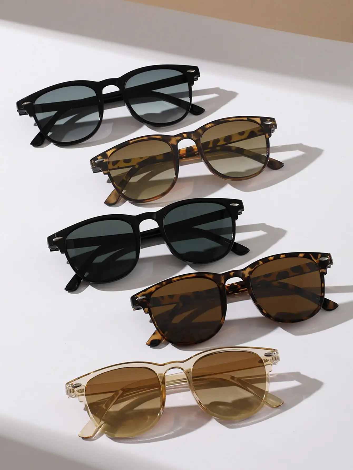 5PCS-Unisex-Geometric-Plastic-Frame-Fashion-Sunglasses-For-Outdoor ...