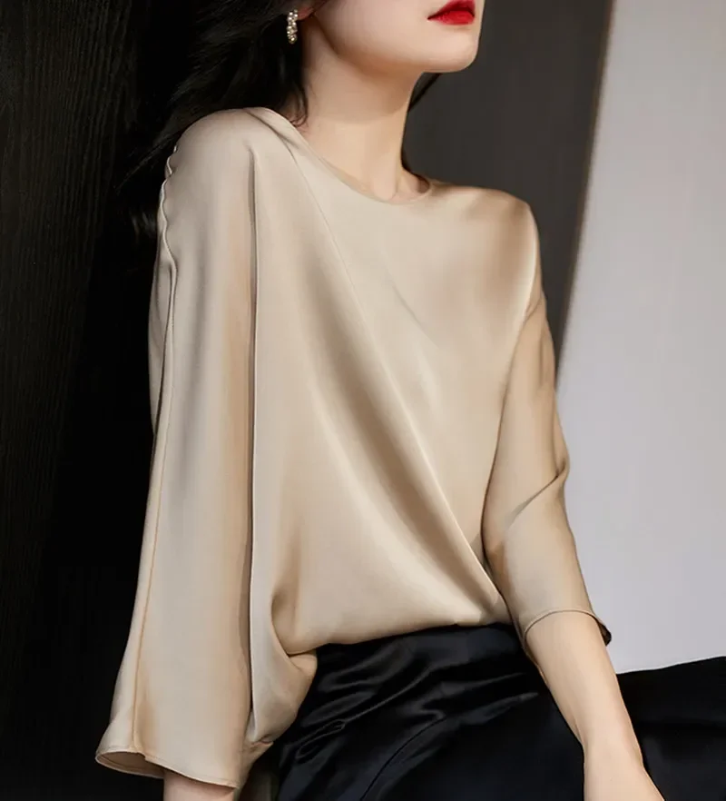 Goddess Sense Early Autumn Women Silk Top Long Sleeve Top Smooth ...