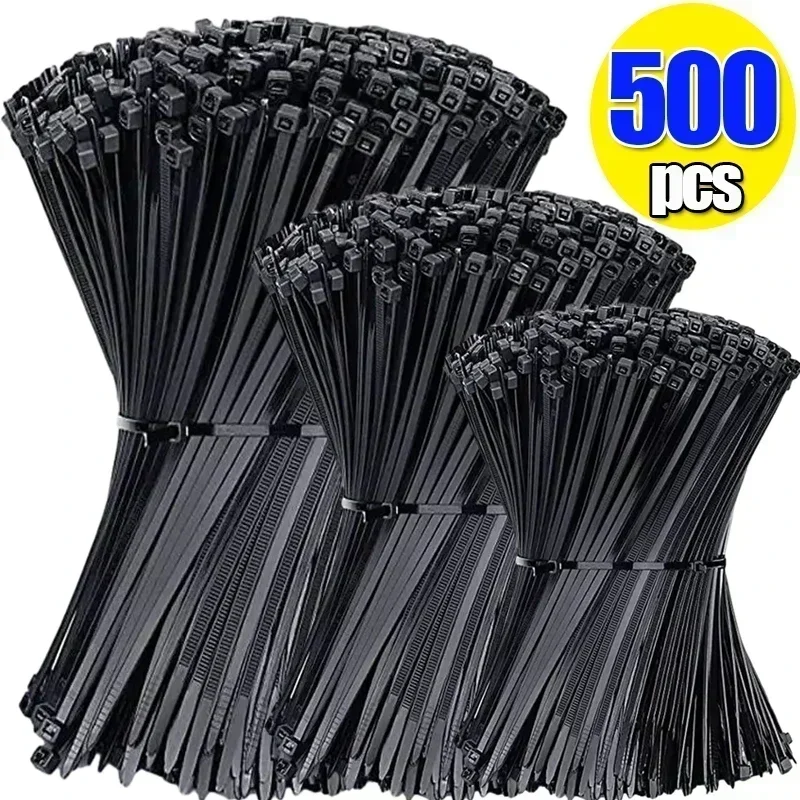 500/100Pcs Plastic Nylon Cable Ties Self-locking Cord Ties Straps ...