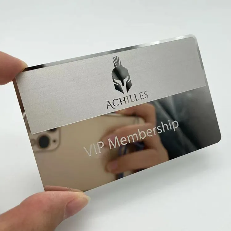 Silver metal business cards customized color print stainless steel vip ...