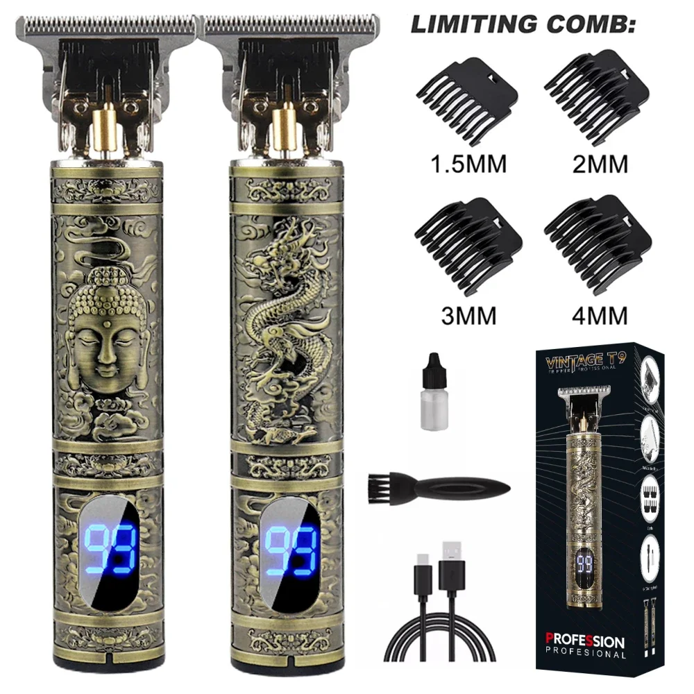 LCD Display T9 Electric Hairber 0mm Shaver Hair Trimer Home Appliances ...
