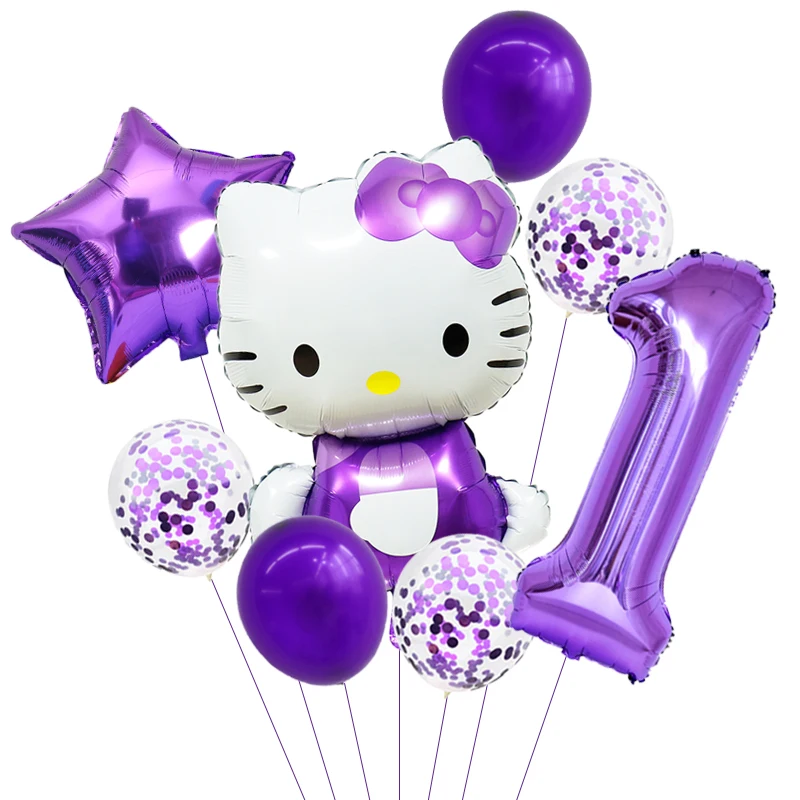 Juego de 8 globos de aluminio de Hello Kitty, globo de látex con ...