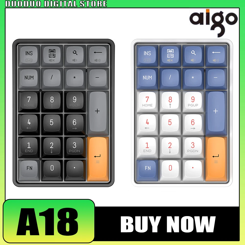 Aigo-A18-Mini-Keyboard-Dual-Mode-2-4G-Numpad-Keypad-Wireless-Mechanical ...