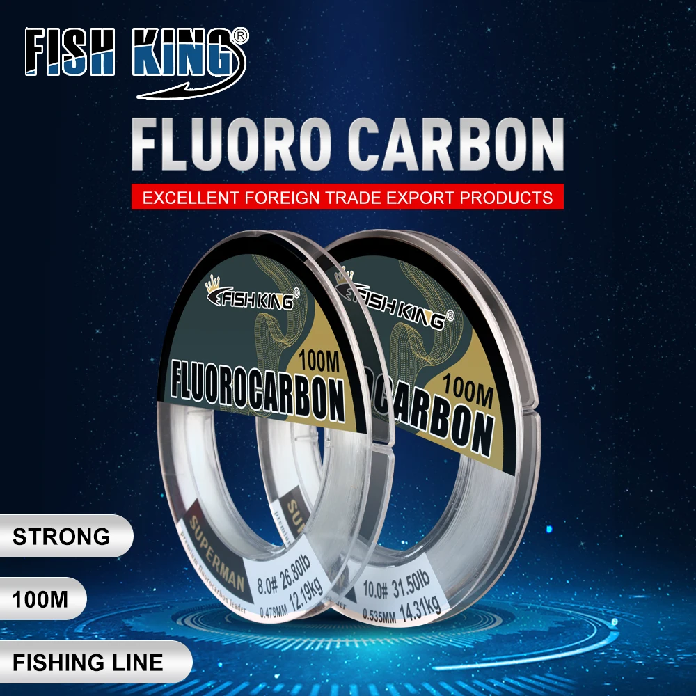 Fish King 100m Carbon Fiber Monofilament Carp Fly Fishing Fluorocarbon ...