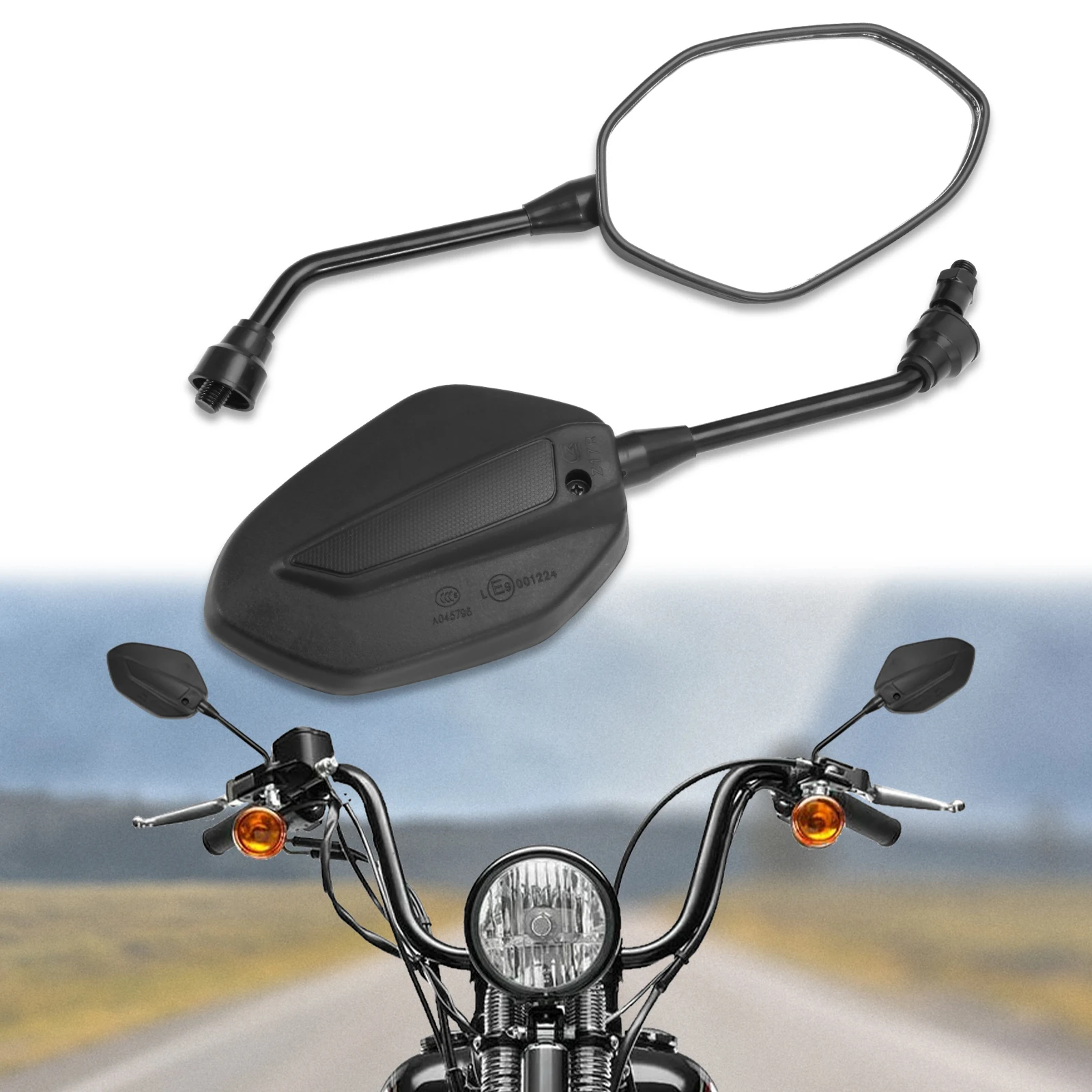 1Pair-10MM-Motorcycle-Rear-View-Rearview-Side-Mirror-For-Harley-Honda ...