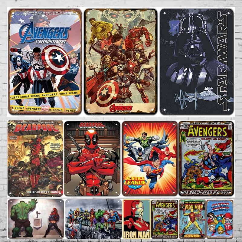 Disney-Marvel-Metal-Tin-Sign-The-Avengers-Spiderman-Captain-America ...
