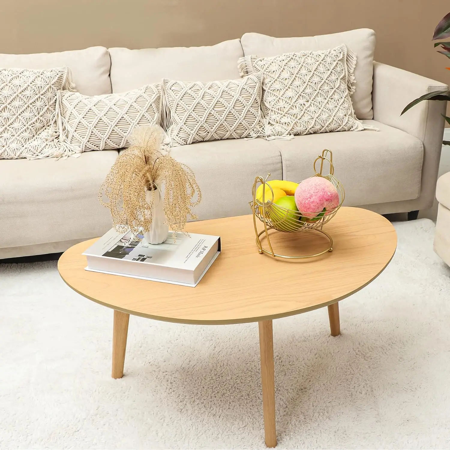 Small-Oval-Coffee-Table-Mid-Century-Modern-for-Living-Room-Center ...