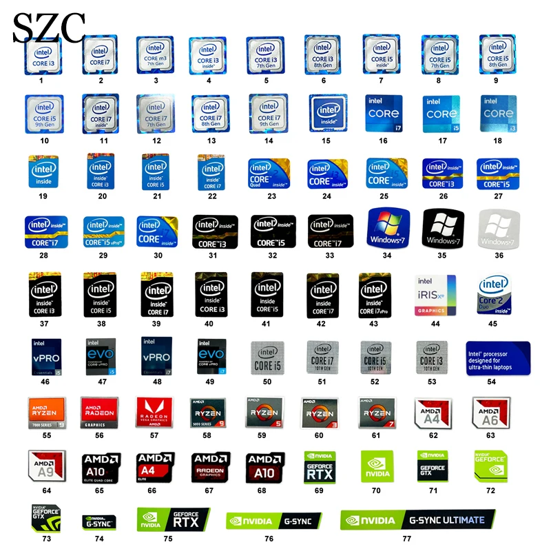 300pcs-Intel-Core-i3-i5-i7-vpro-evo-7th-8th-9th-Sticker-Ryzen-AMD-FX ...