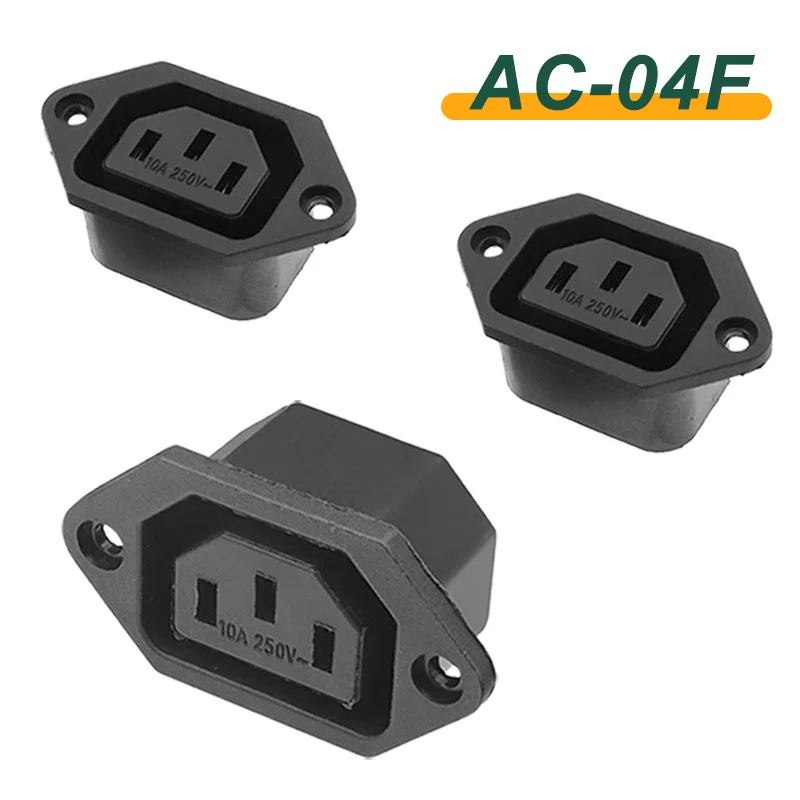 5Pcs AC-04F 3Pins Female Socket Mount 3 Cores AC Power Socket Inlet ...