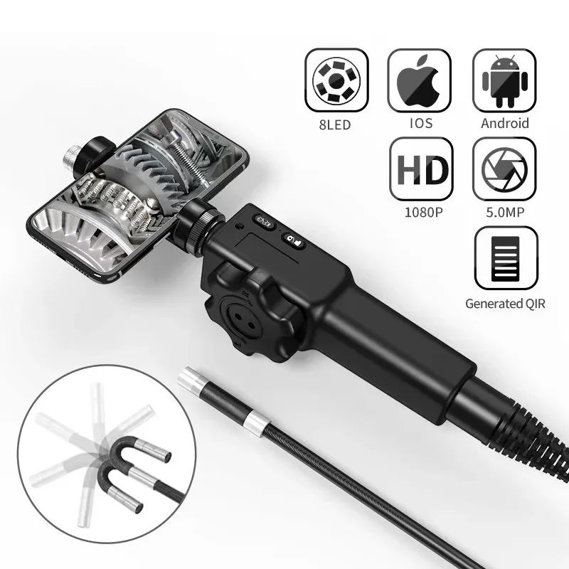 2-way 180° rotating industrial borescope with 6~8 LED high temperature ...