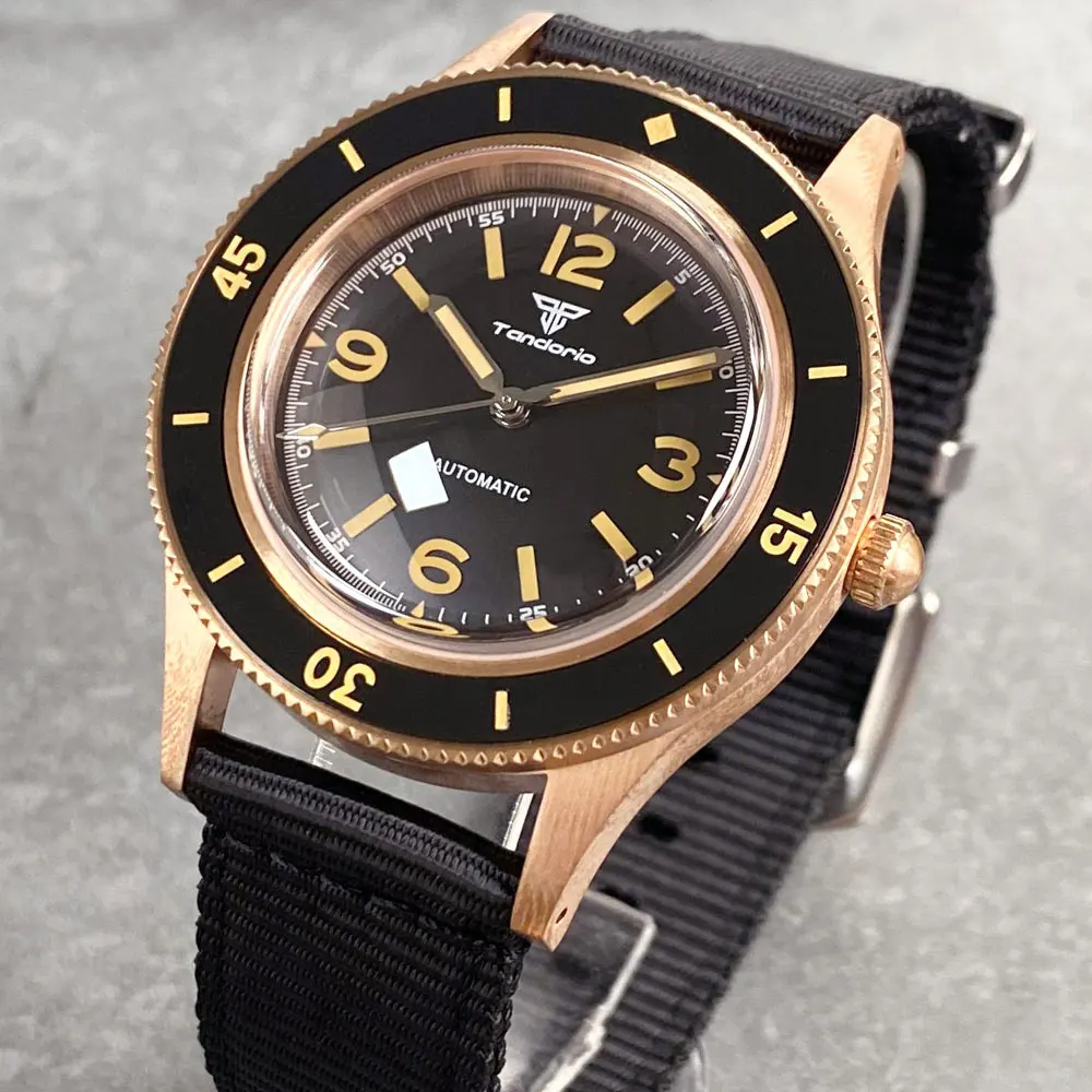 Tandorio NEW 40mm Vintage Pilot Cusn8 Bronze NH35A PT5000 20ATM ...