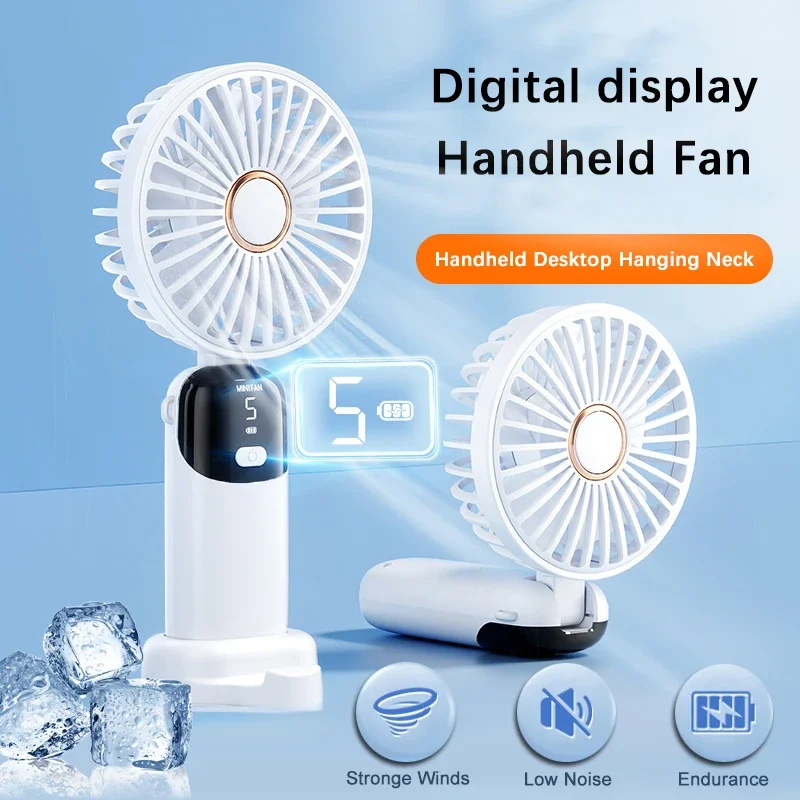 3000mAh-Handheld-Mini-Fan-Foldable-Portable-Neck-Hanging-Fans-5-Speed ...
