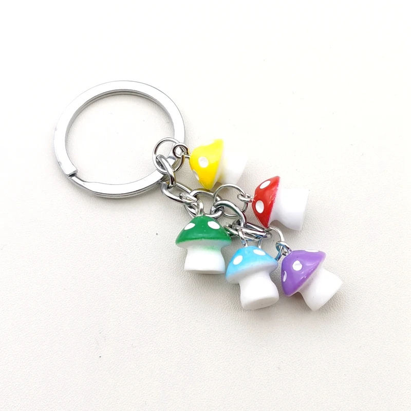 5-Colors-Cute-Cartoon-Mushroom-Keychain-Resin-Pendant-Keychain-Color ...