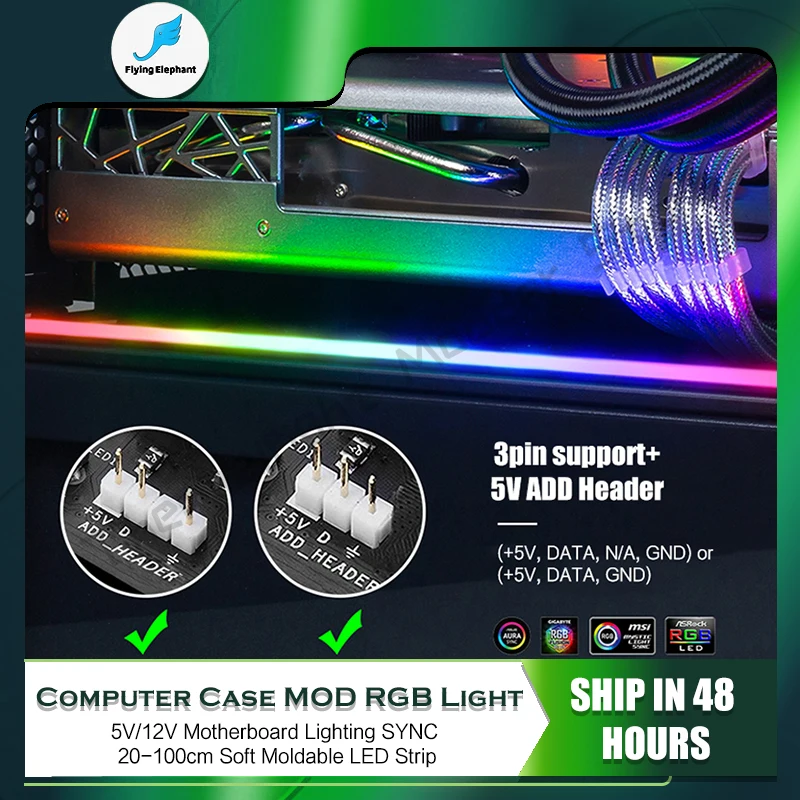 RGBケース用の柔軟な装飾,5v,argb/12v,rgb,ロングバー,LED modシェイプ,品質| | - AliExpress