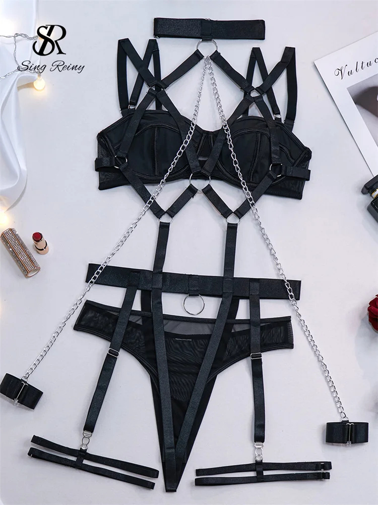 SINGREINY-sujetador-er-tico-y-calzoncillos-para-mujer-ropa-interior-Sensual-lencer-a-Retro ...