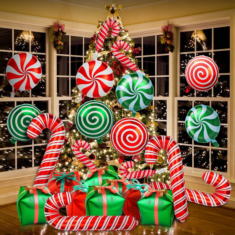 1-2pcs-Christmas-Foil-Balloons-Candy-Cane-Helium-Globos-Large-Red-Green ...