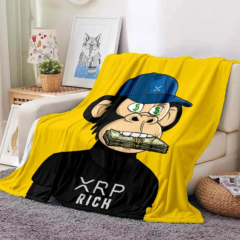 NFT-Bored-Monkey-Cartoon-Head-Figure-Blanket-Living-Room-Sofa-Blanket ...