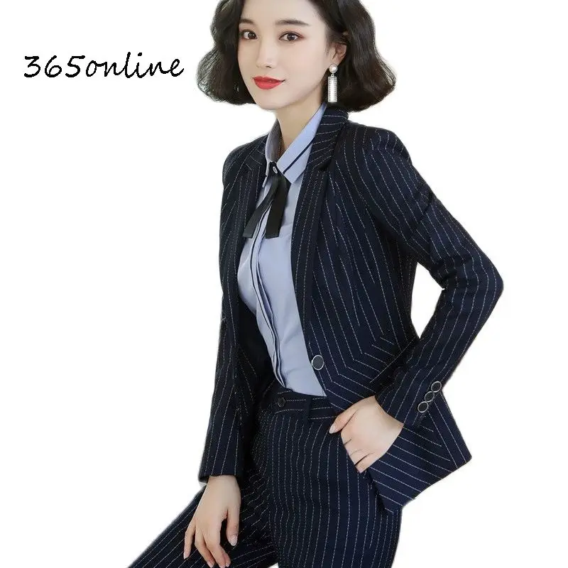 Fashion Striped Formal Uniform Designs Pantsuits Spring Autumn Women ...